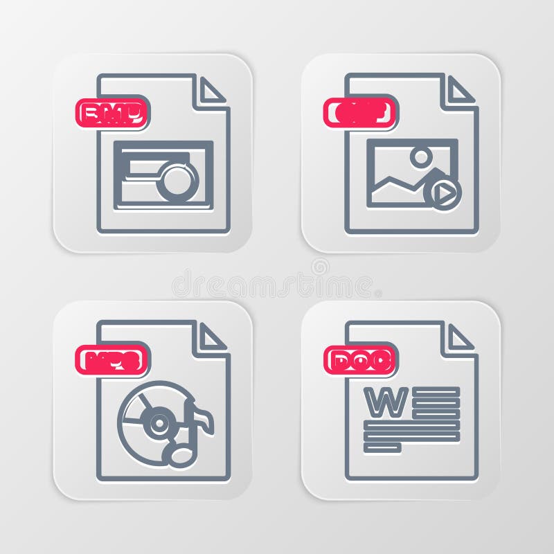 Set Line DOC File Document, MP3, GIF and BMP Icon. Vector Stock ... Set Line DOC File Document, MP3, GIF and BMP Icon. Vector Stock ...