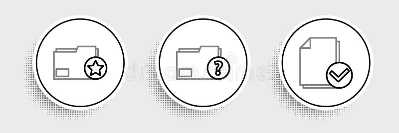 Set Line Document and Check Mark, Folder with Star and Unknown Document ... Set Line Document and Check Mark, Folder with Star and Unknown Document ...