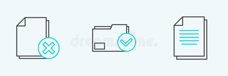 Set Line Document, Delete File Document and Folder and Check Mark Icon ...
