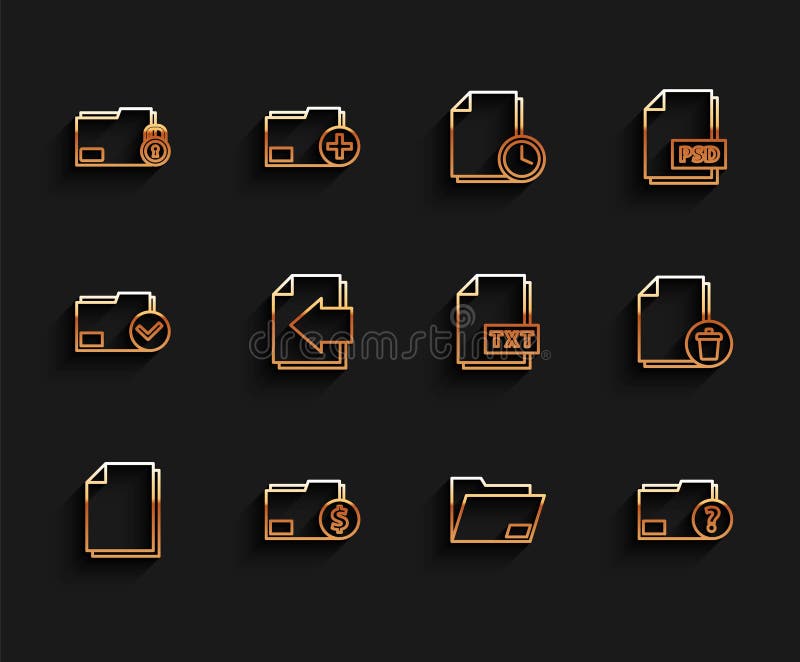 Set Line Document, Finance Document Folder, Folder and Lock, Unknown ... Set Line Document, Finance Document Folder, Folder and Lock, Unknown ...