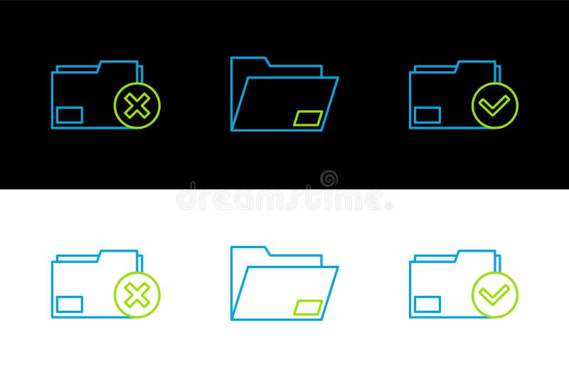 Set Line Document Folder and Check Mark, Delete and Icon. Vector Stock ... Set Line Document Folder and Check Mark, Delete and Icon. Vector Stock ...