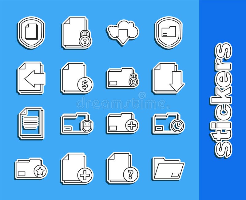 Set Line Document Folder, with Clock, Download, Cloud, Finance Document ... Set Line Document Folder, with Clock, Download, Cloud, Finance Document ...