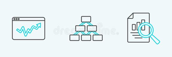 Set Line Document with Graph Chart, Graph Infographic and Hierarchy ...