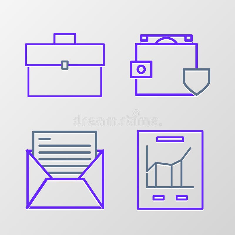 Set Line Document with Graph Chart, Mail and E-mail, Wallet Money ...