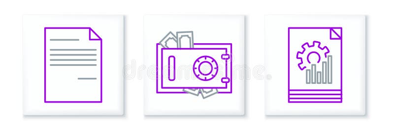 Set Line Document with Graph Chart, and Safe and Money Icon. Vector ... Set Line Document with Graph Chart, and Safe and Money Icon. Vector ...