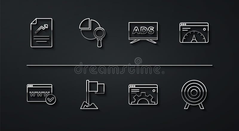 Set Line Document With Graph Chart Website Template Statistic Browser Setting Location