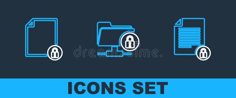 Set Line Document and Lock, and FTP Folder Icon. Vector Stock ... Set Line Document and Lock, and FTP Folder Icon. Vector Stock ...
