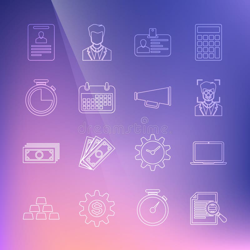 Set Line Document with Search, Laptop, Face Recognition, Identification ... Set Line Document with Search, Laptop, Face Recognition, Identification ...