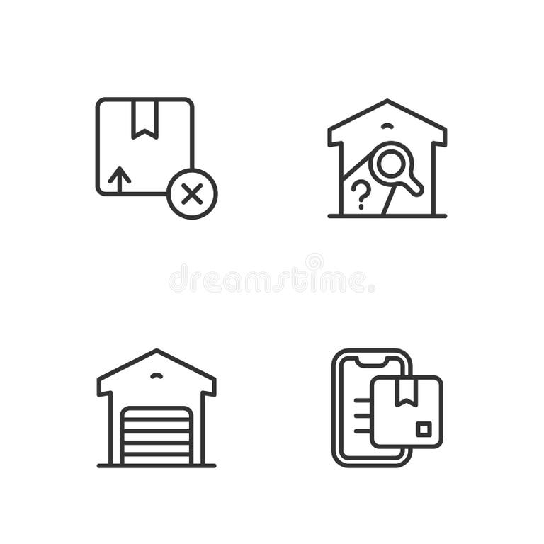 Set Line Document Tracking Marker, Warehouse, Carton Cardboard Box and ...