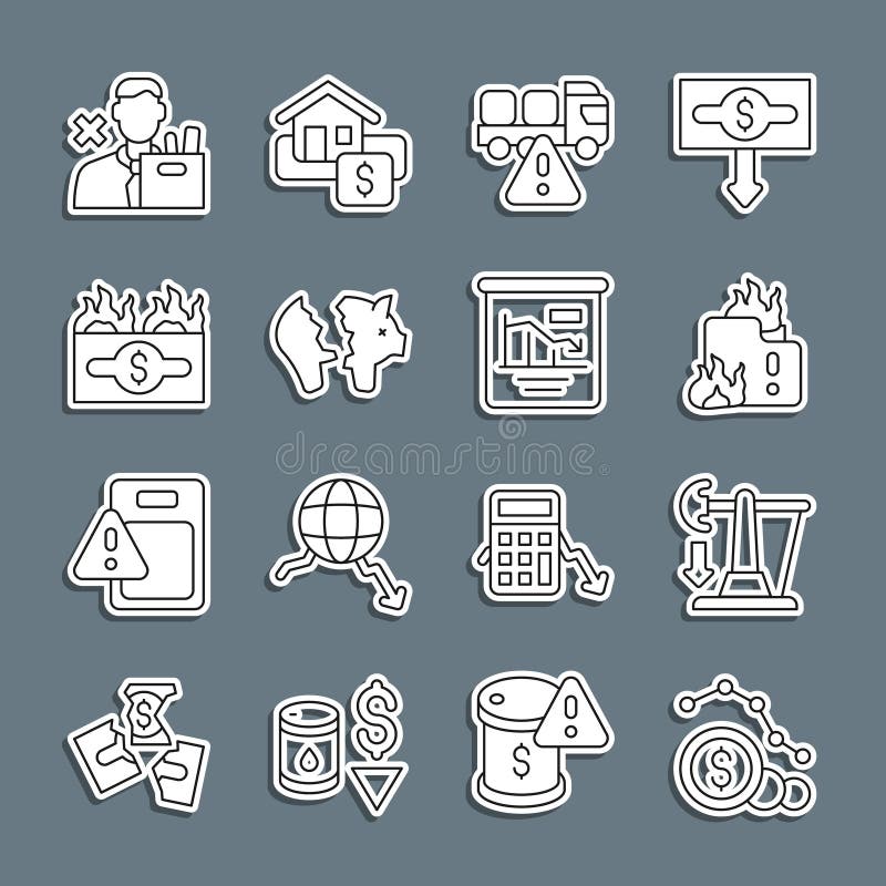 Set Line Dollar Rate Decrease, Drop in Crude Oil Price, Fire Burning House, Stop Delivery Cargo ...