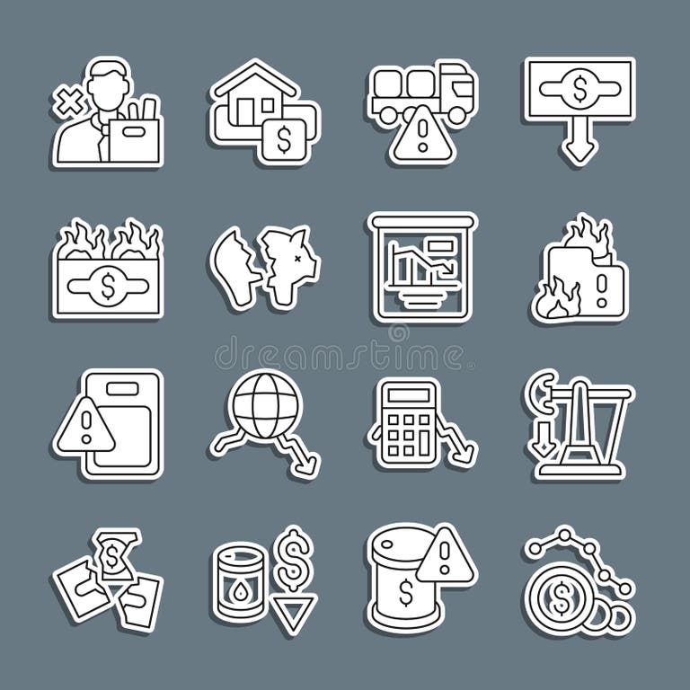 Set Line Dollar Rate Decrease, Drop in Crude Oil Price, Fire Burning House, Stop Delivery Cargo ...