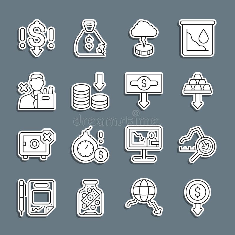 Set Line Dollar Rate Decrease, Global Economic Crisis, Gold Bars, Storm ...