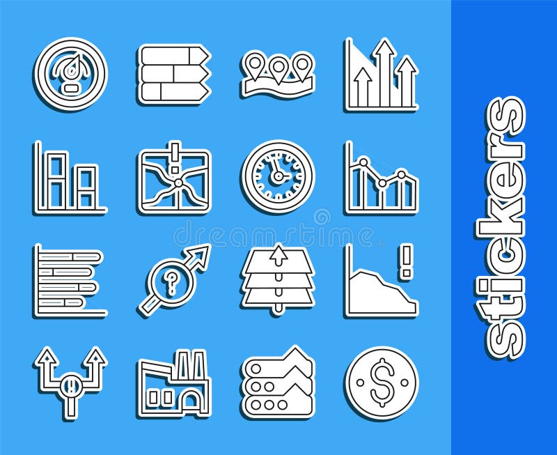 Set Line Dollar Symbol, Financial Growth Decrease, Pie Chart Infographic, Location, Intersection ...