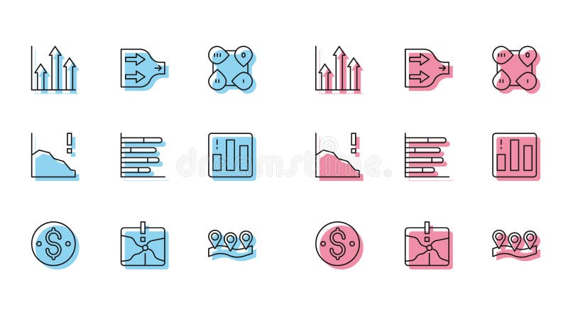 Set Line Dollar Symbol, Intersection Point, Pie Chart Infographic, Location, Financial Growth ...