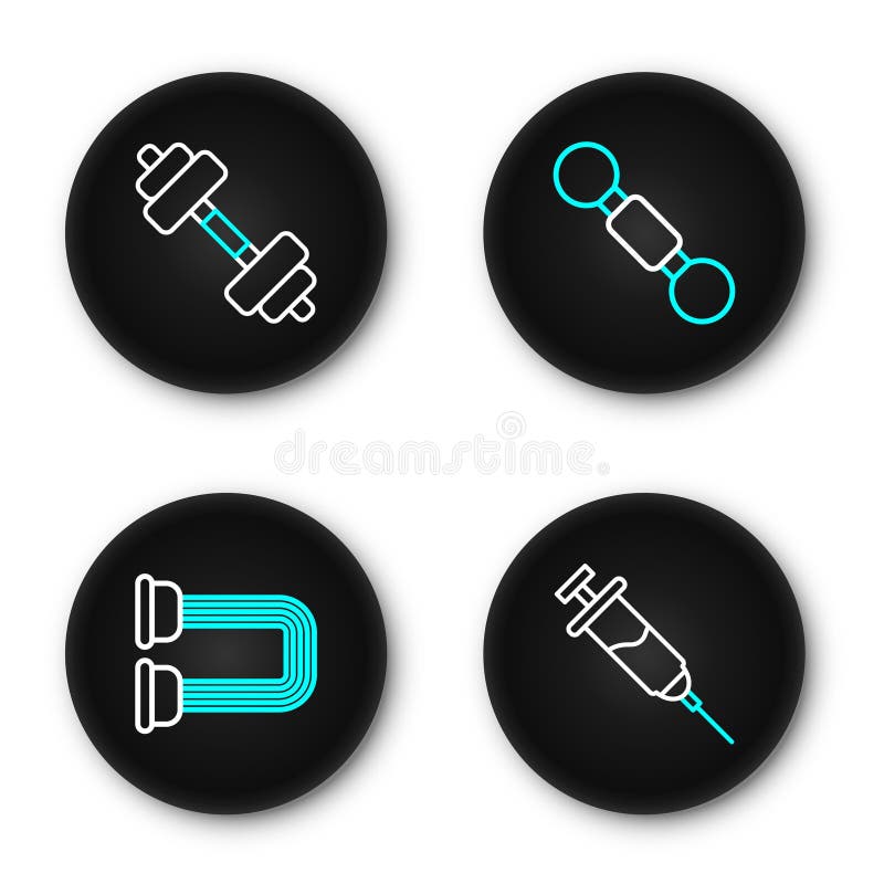 Set Line Doping Syringe, Chest Expander, Dumbbell and Icon. Vector ...