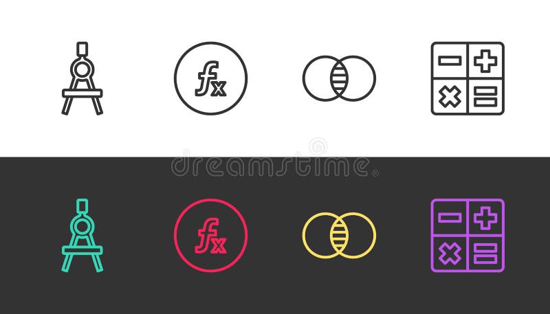 Set Line Drawing Compass, Function Mathematical Symbol, Mathematics ...