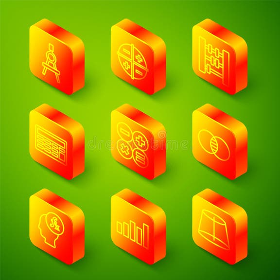 Set Line Drawing Compass, XYZ Coordinate System, Abacus, Calculator ...