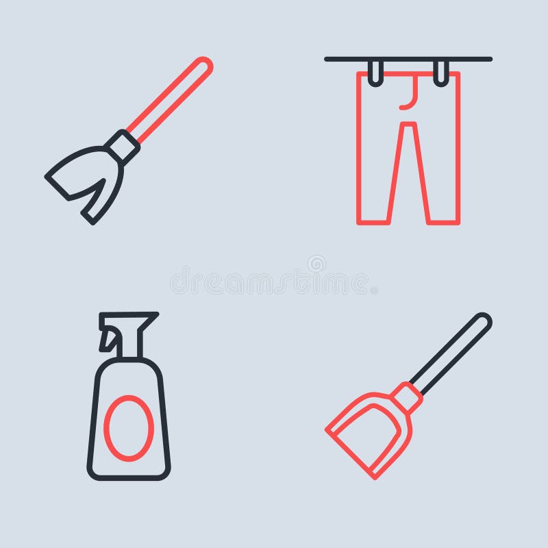 Set Line Drying Clothes, Cleaning Spray with Detergent, Dustpan and ...