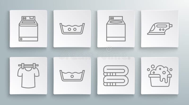 Set Line Drying Clothes, Temperature Wash, Towel Stack, Basin with Soap ...