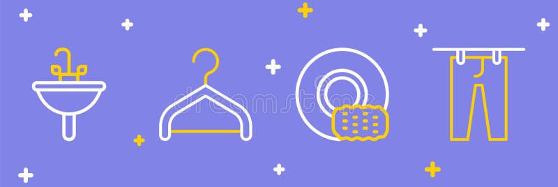 Set Line Drying Clothes, Washing Dishes, Hanger Wardrobe and Washbasin ...