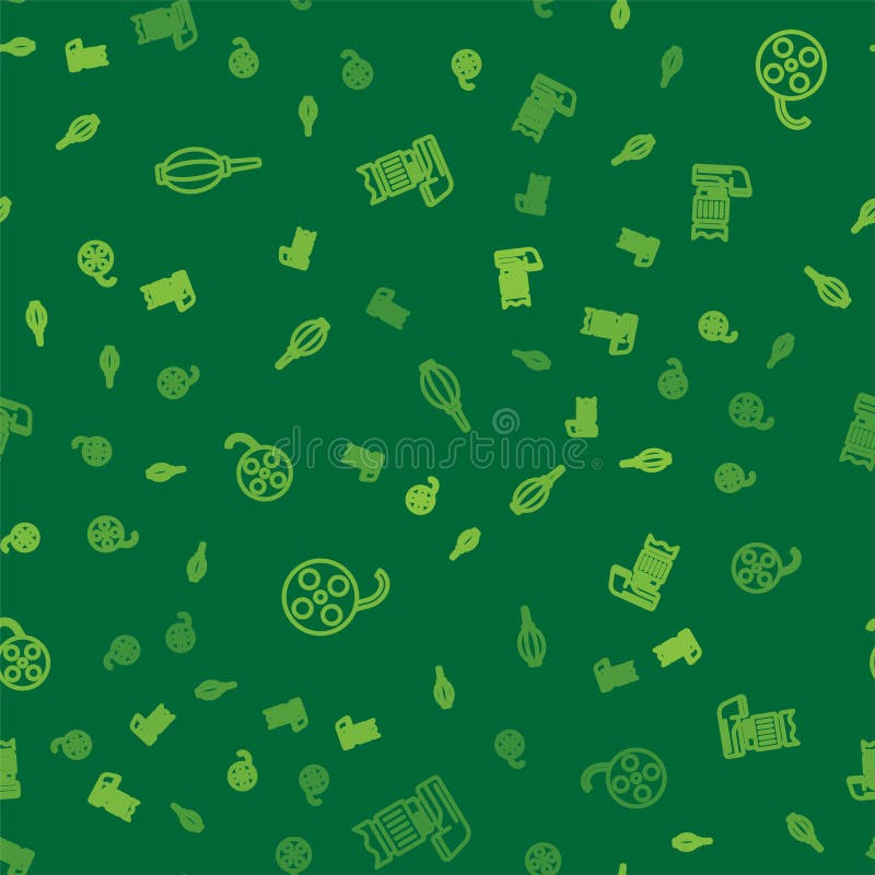 Set Line Dust Blower, Film Reel and Photo Camera on Seamless Pattern ...