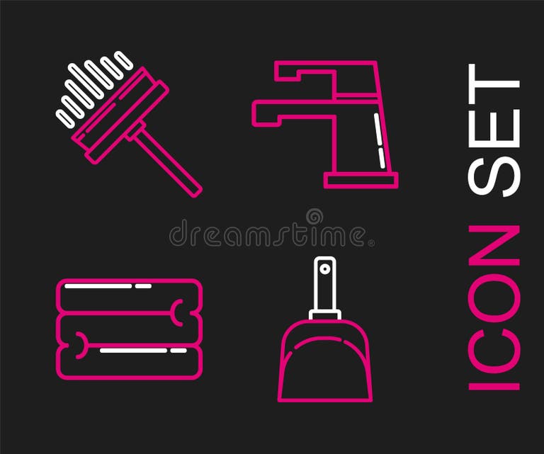 Set Line Dustpan, Towel Stack, Water Tap and Squeegee, Scraper, Wiper ...