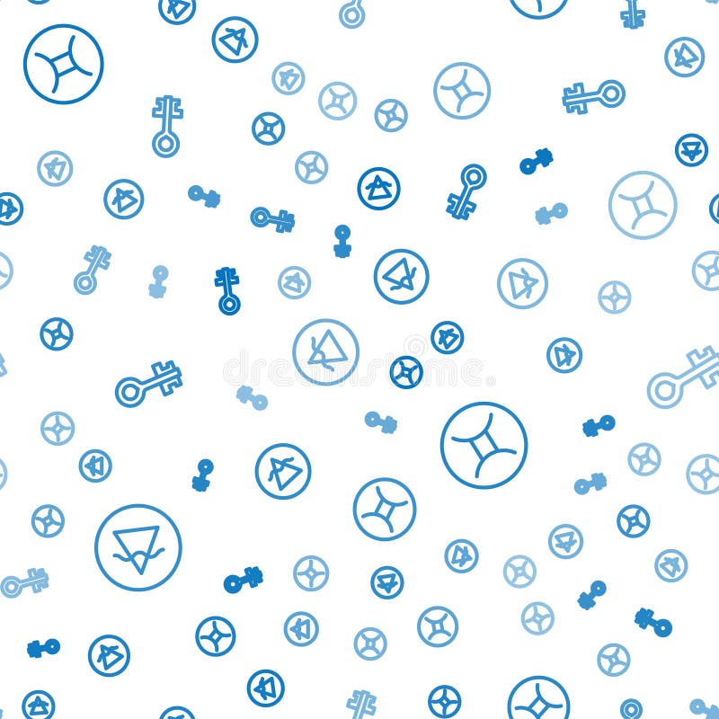 Set Line Earth Element, Gemini Zodiac and Old Magic Key on Seamless ...