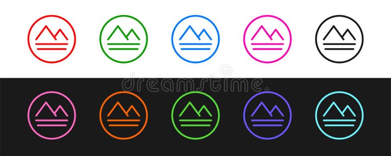 Set Line Earth Element of the Symbol Alchemy Icon Isolated on Black and ...