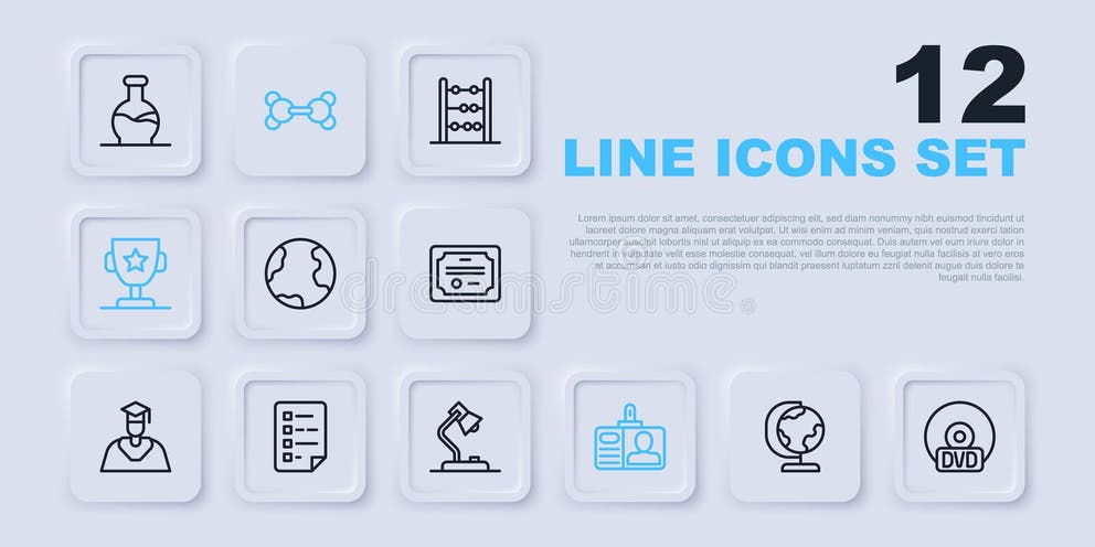 Set Line Earth Globe, CD or DVD Disk, Identification Badge, Award Cup ...