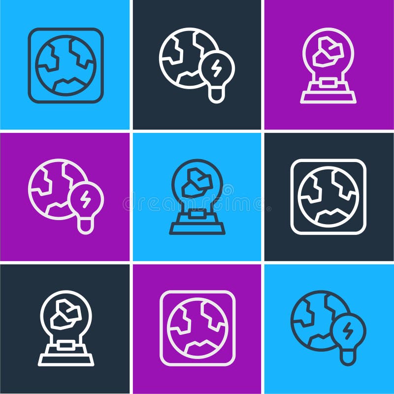 Set Line Earth Globe, Exhibition with Minerals, Rocks and Global Planet ...