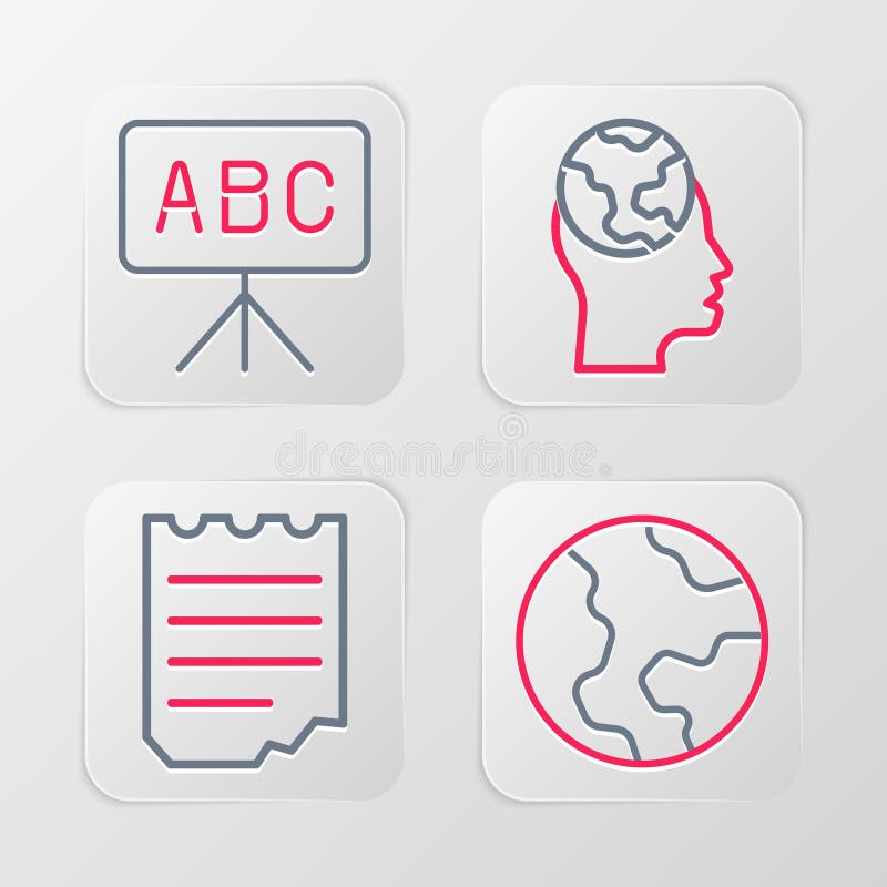 Set Line Earth Globe, Notebook, Learning Foreign Languages and ...