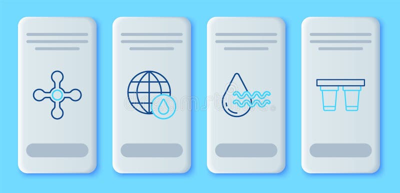 Set Line Earth Planet in Water Drop, Recycle Clean Aqua, Water Tap and ...