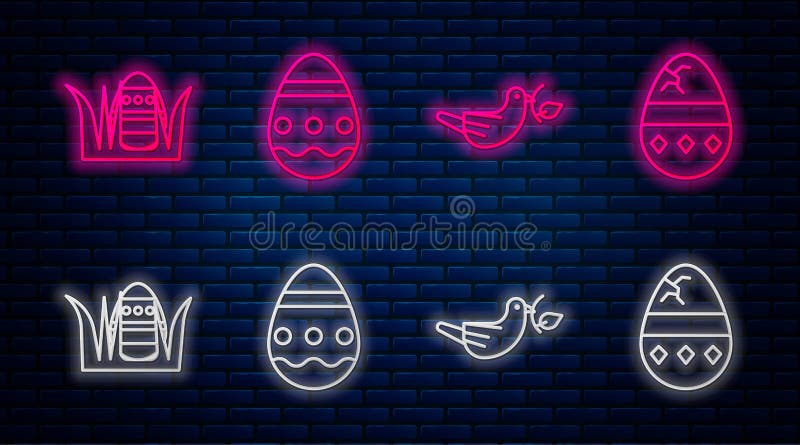 Set Line Easter Egg, Peace Dove with Olive Branch, Easter Egg and ...