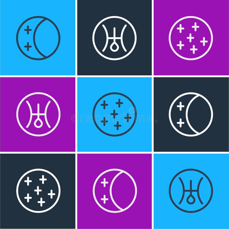 Set Line Eclipse of the Sun, Full Moon and Symbol Uranus Icon. Vector Stock Vector ...