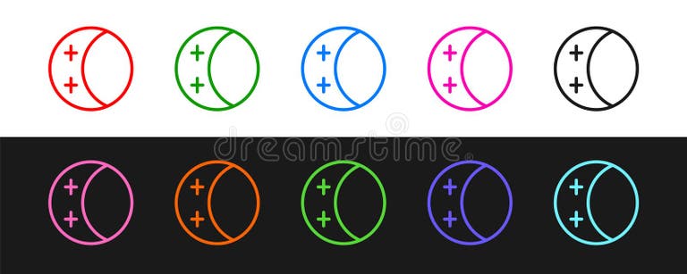 Set Line Eclipse of the Sun Icon Isolated on Black and White Background ...