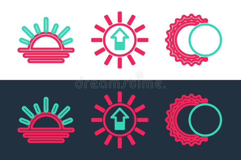 Set Line Eclipse of the Sun, Sunset and Icon. Vector Stock Vector ...