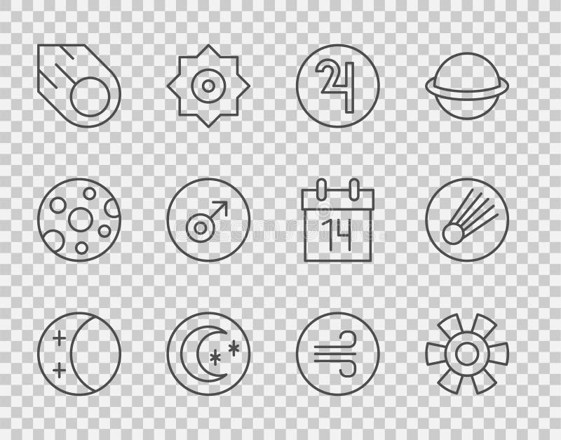 Set Line Eclipse of the Sun, Sun, Symbol Jupiter, Moon and Stars, Comet ...