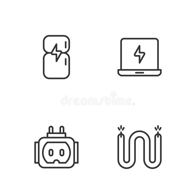 Set Line Electric Cable, Tee Plug Electric, Refrigerator and Laptop ...