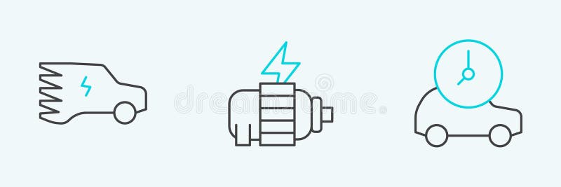 Set Line Electric Car, and Motor Icon. Vector Stock Vector ...