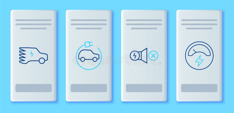 Set Line Electric Car, Motor, and Voltmeter Icon. Vector Stock Vector ...
