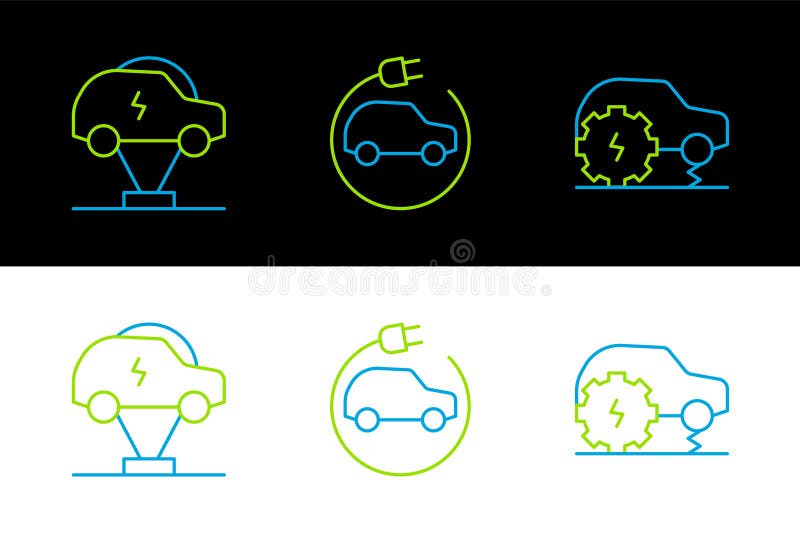 Set Line Electric Car Service, and Icon. Vector Stock Vector ...