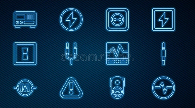 Set Line Electric Circuit Scheme, Audio Jack, Electrical Outlet, Light ...