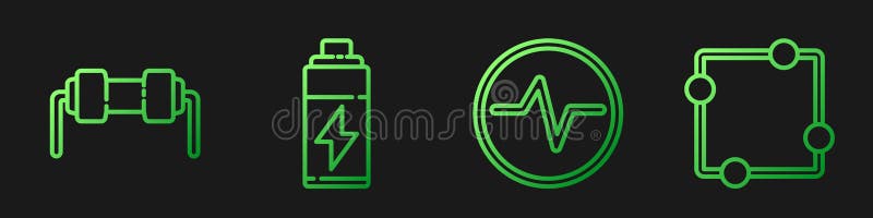 Set Line Electric Circuit Scheme, Resistor Electricity, Battery and ... Set Line Electric Circuit Scheme, Resistor Electricity, Battery and ...