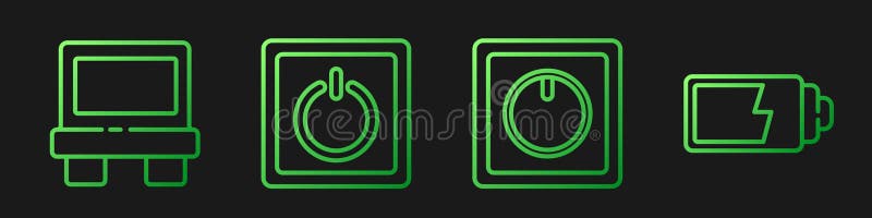 Set Line Electric Light Switch, Fuse, Electric Light Switch and Battery ...