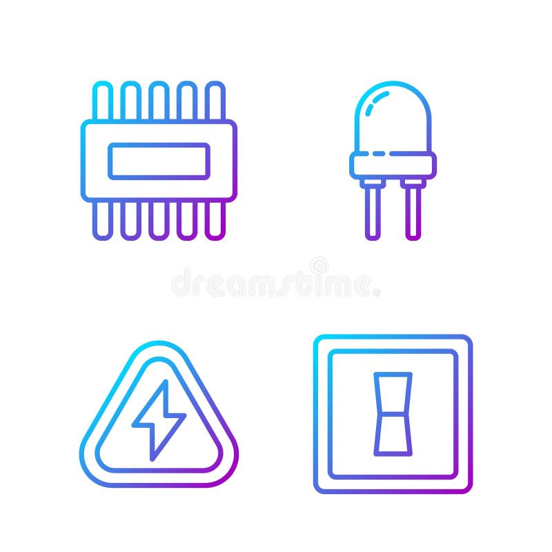 Set Line Electric Light Switch, High Voltage, Processor with Microcircuits CPU and Light ...