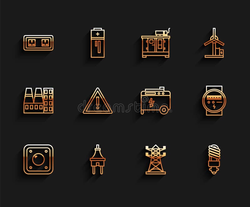 Set Line Electric Light Switch, Plug, Electrical Outlet, High Voltage ...