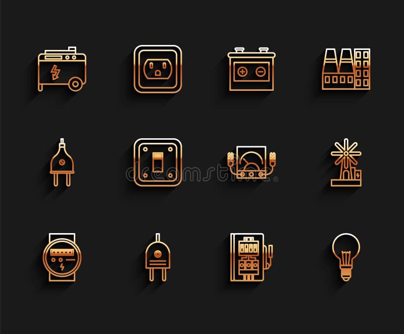 Set Line Electric Meter, Plug, Portable Power Electric Generator ...