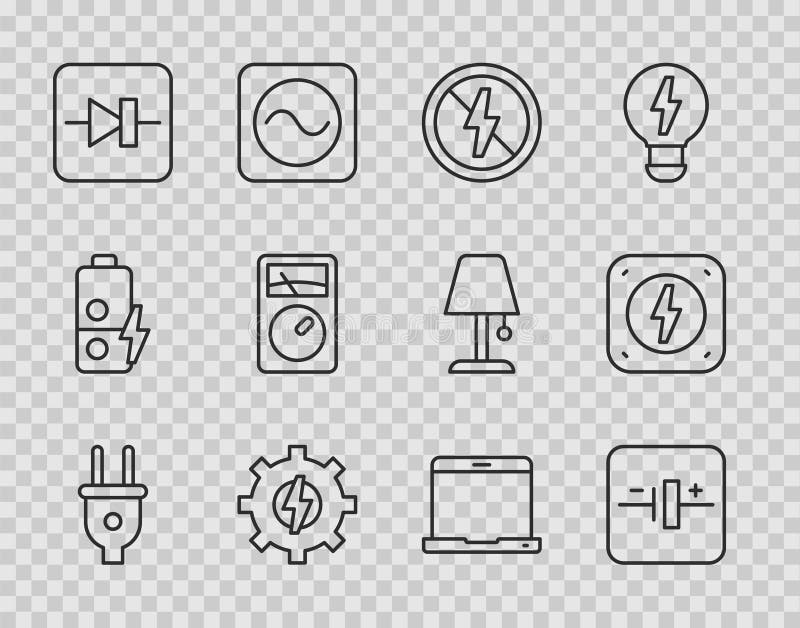 Set Line Electric Plug, DC Voltage Source, No Lightning, Gear and ...