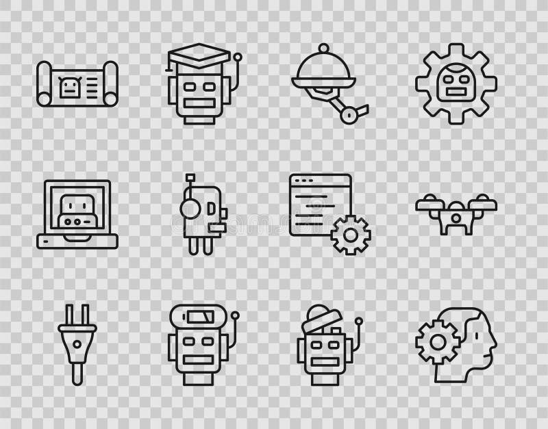 Set Line Electric Plug, Humanoid Robot, Waiter, Robot Low Battery ... Set Line Electric Plug, Humanoid Robot, Waiter, Robot Low Battery ...