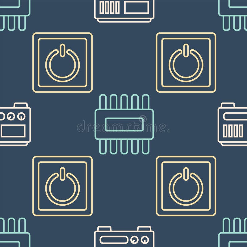 Set Line Electrical Measuring Instruments, Electric Light Switch and Processor with ...